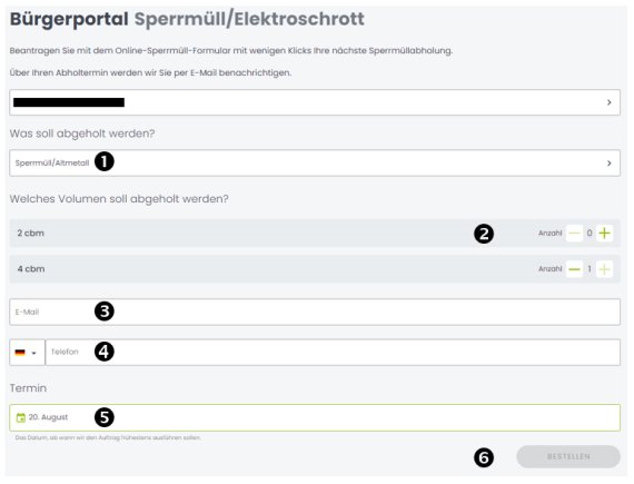 Anmelden von Sperrmüll rund um die Uhr | Startseite
